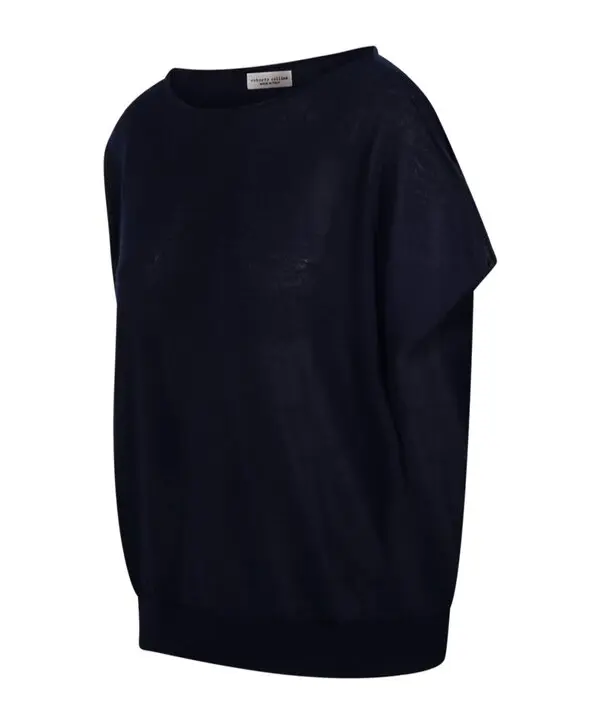 ROBERTO COLLINA Boxy Short-sleeve Knitted Top With Roman Trim - Black