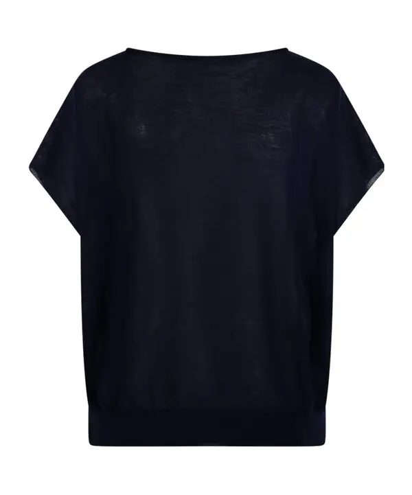 ROBERTO COLLINA Boxy Short-sleeve Knitted Top With Roman Trim - Black