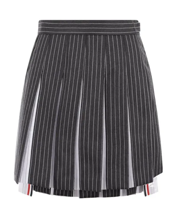 Thom Browne Pleated Skirt With Grosgrain Trim