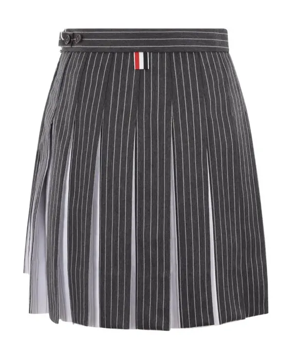 Thom Browne Pleated Skirt With Grosgrain Trim