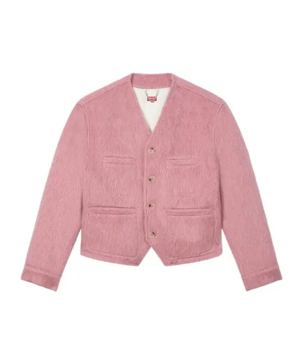 Kenzo Hairy Wool Alpaca And Mohair Collarless Jacket