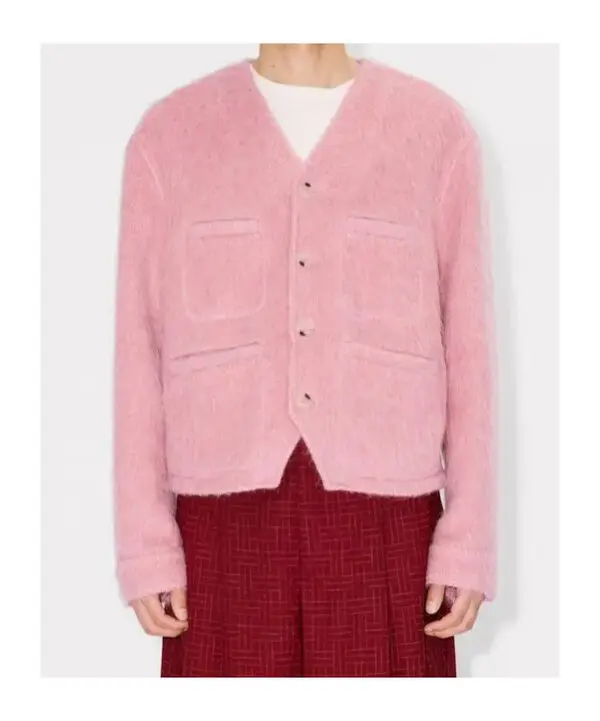 Kenzo Hairy Wool Alpaca And Mohair Collarless Jacket