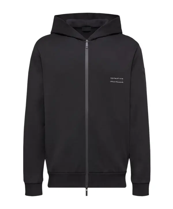 Moncler Logo Embroidered Zip-up Hoodie