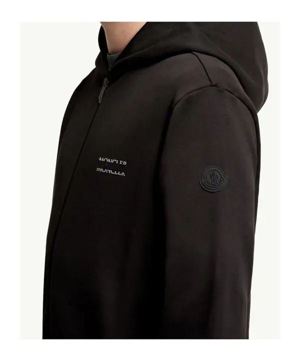 Moncler Logo Embroidered Zip-up Hoodie