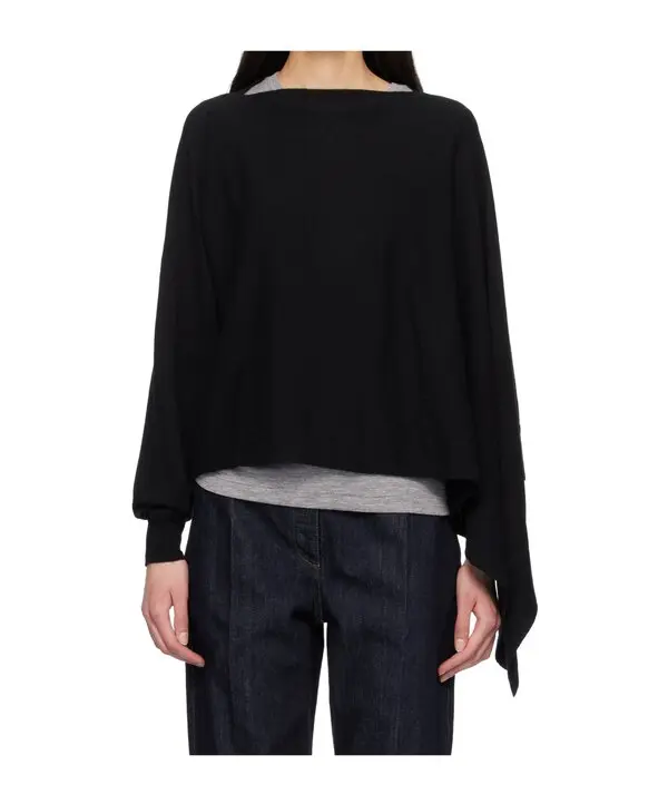 JIL SANDER Asymmetrical Single-sleeve Knitwear - Black