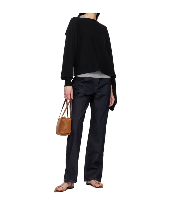 JIL SANDER Asymmetrical Single-sleeve Knitwear - Black