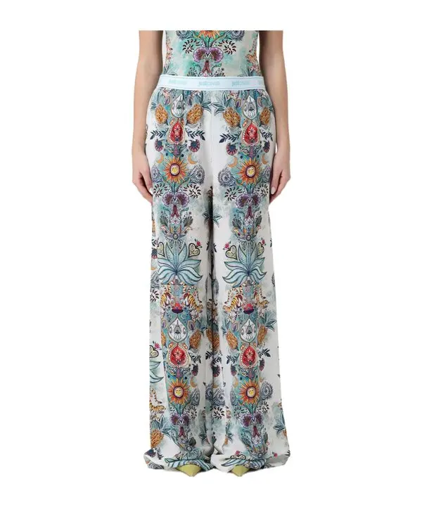 Just Cavalli Printed Wide Leg Pants - Gray
