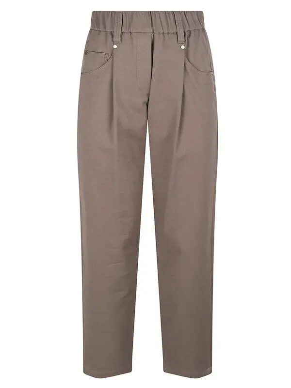Brunello Cucinelli High-waisted Straight Leg Trousers - Brown