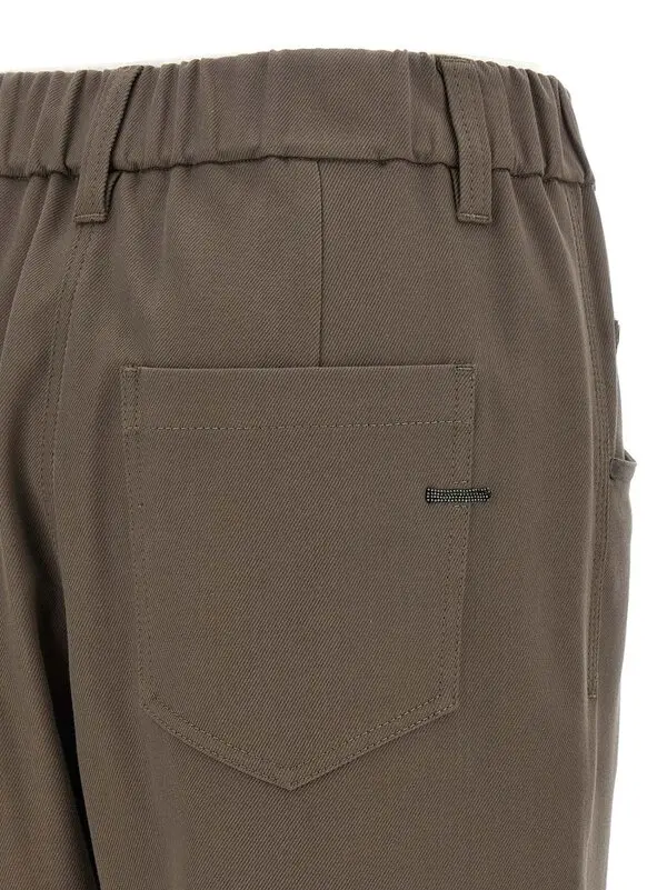 Brunello Cucinelli High-waisted Straight Leg Trousers - Brown