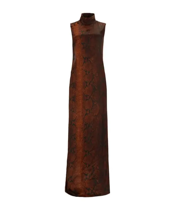 JEAN PAUL GAULTIER Snakeskin Print Cut-out Maxi Dress - Brown