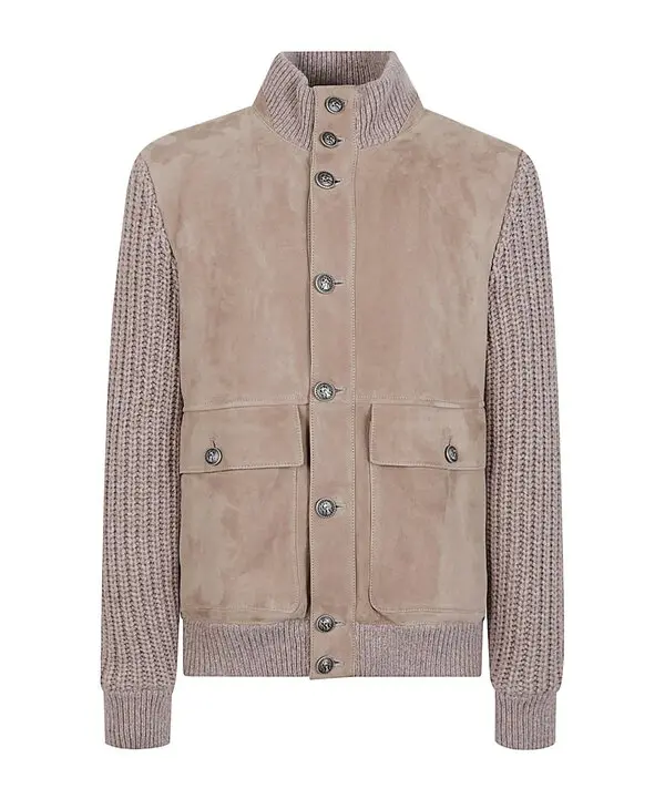 Brunello Cucinelli Panelled Bomber Jacket - Nude