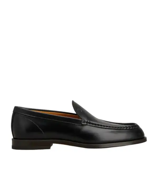 TOD'S Embossed Logo Leather Loafers - Black