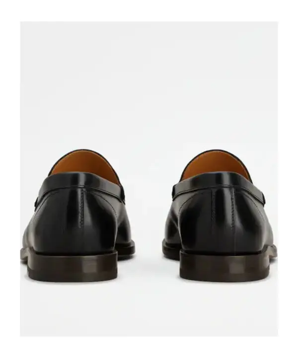 TOD'S Embossed Logo Leather Loafers - Black