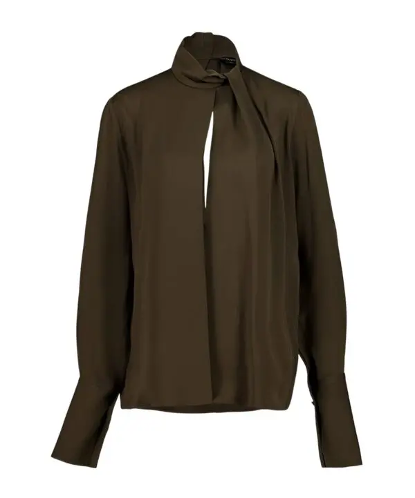TOM FORD Long Sleeve Satin Blouse With Open Back - Black