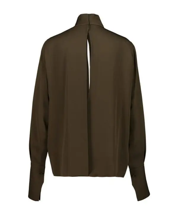 TOM FORD Long Sleeve Satin Blouse With Open Back - Black