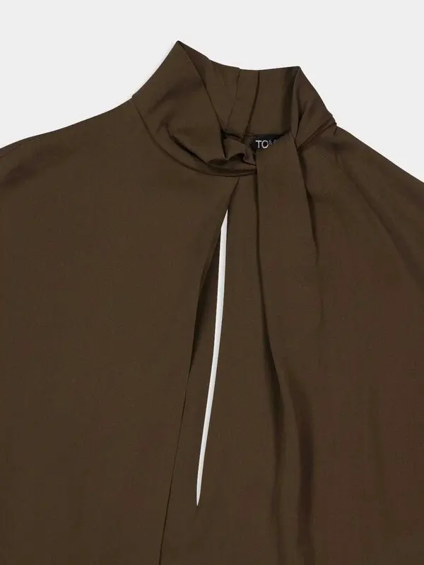 TOM FORD Long Sleeve Satin Blouse With Open Back - Black