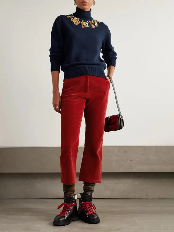 Bally Flared Cropped Corduroy Trousers