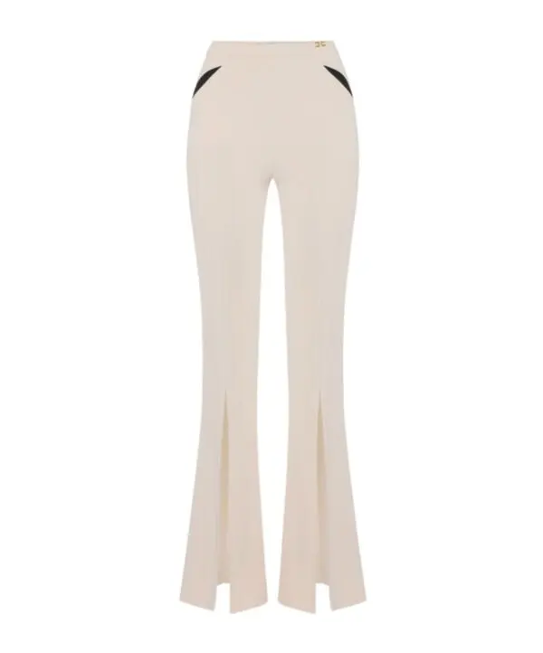Elisabetta Franchi Elasticated-waistband Split Flared Trousers - Nude