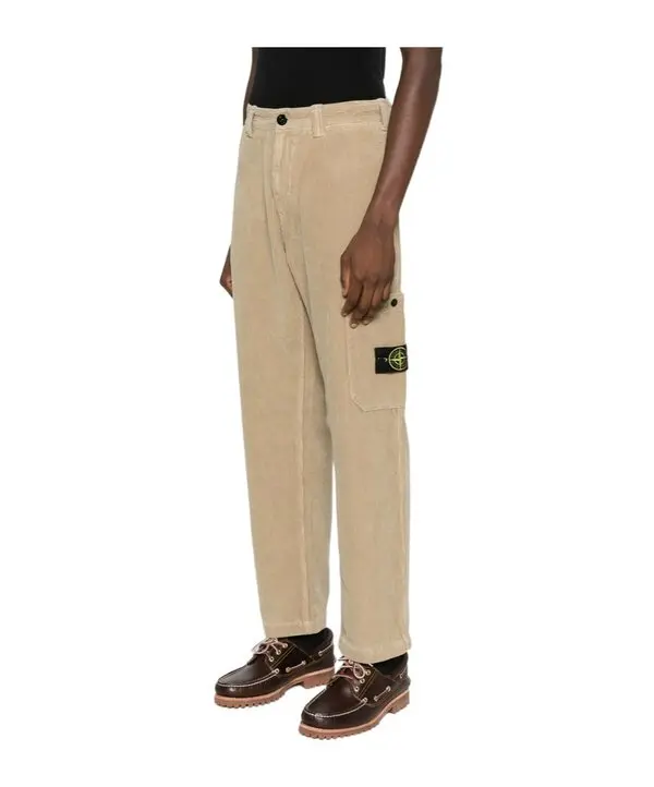 Stone Island Corduroy Straight-leg Trousers - Beige