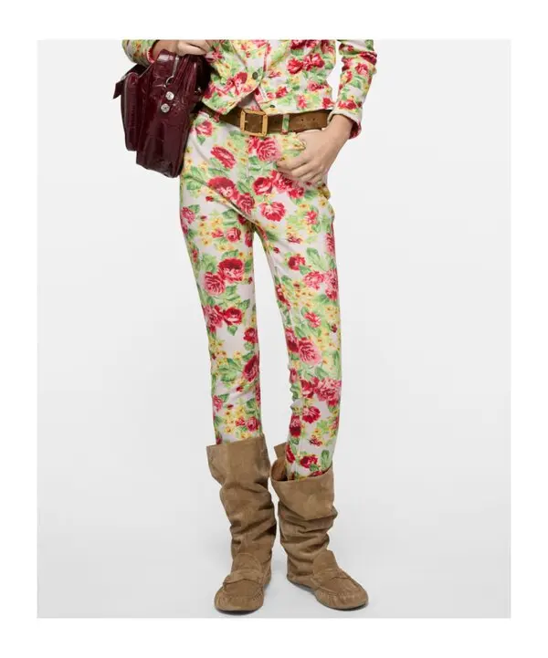 Acne Studios Slim Fit Floral Print Trousers