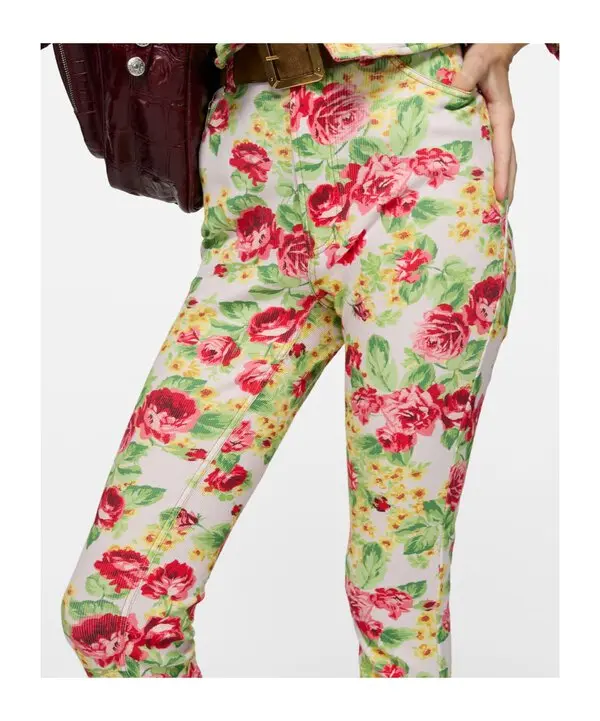 Acne Studios Slim Fit Floral Print Trousers