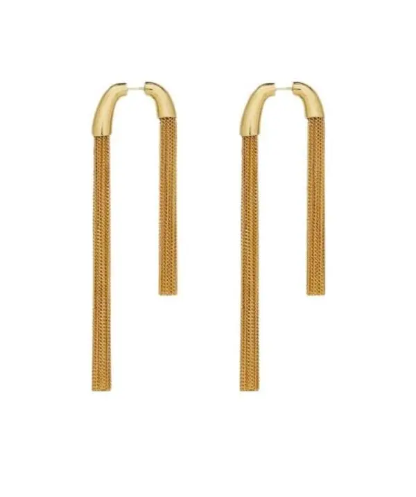 Saint Laurent Double Chain Earrings - Yellow