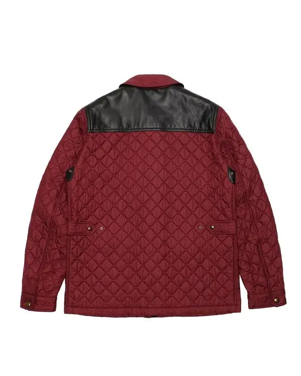 Burberry Quilted Lapel Jacket With Logo Detail - Red