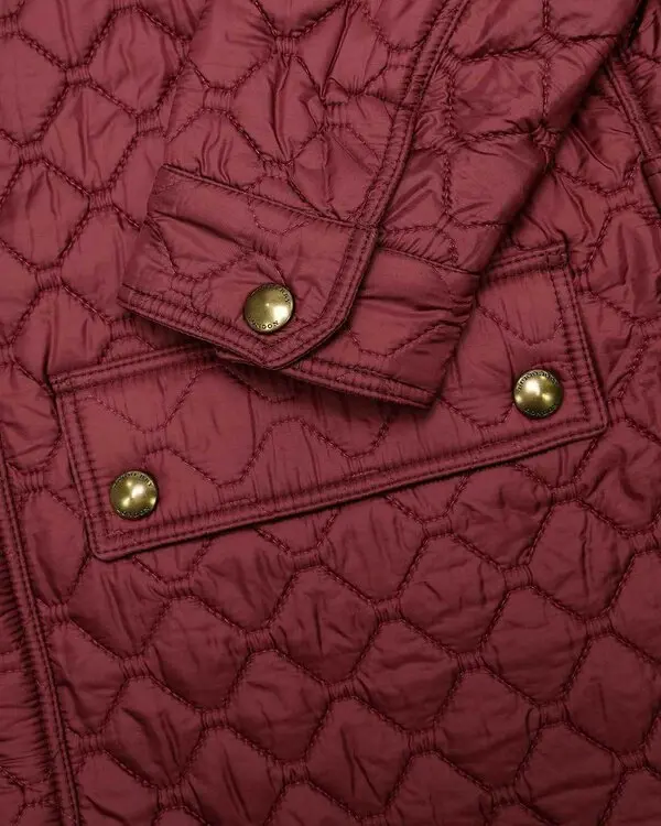 Burberry Quilted Lapel Jacket With Logo Detail - Red