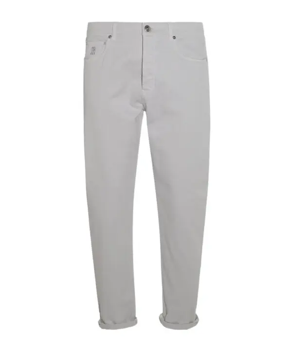 Brunello Cucinelli Tapered Leg Trousers With Logo Patch