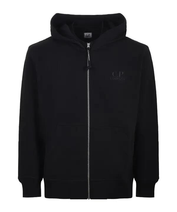 C.P. COMPANY Hooded Zip Sweater - Black