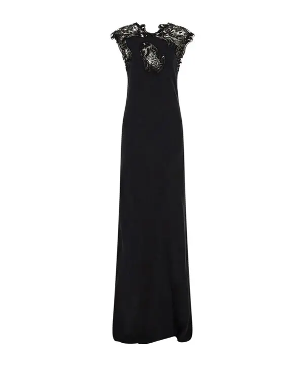 FERRAGAMO Silk Dress With Lace Trim