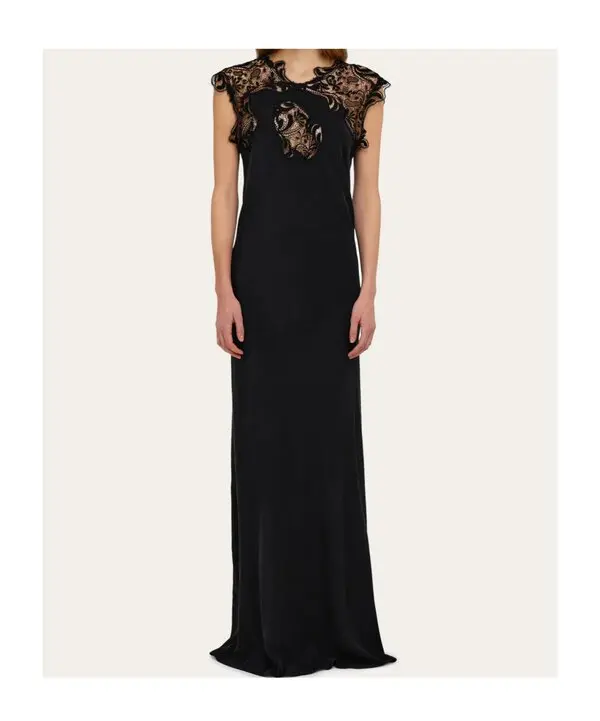 FERRAGAMO Silk Dress With Lace Trim