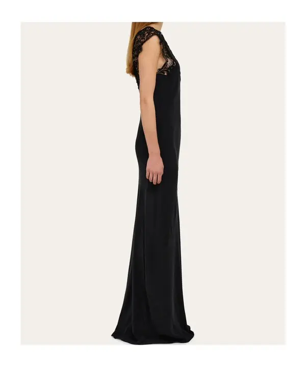 FERRAGAMO Silk Dress With Lace Trim