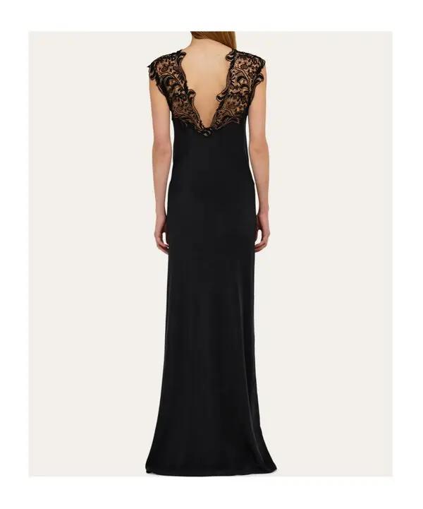 FERRAGAMO Silk Dress With Lace Trim