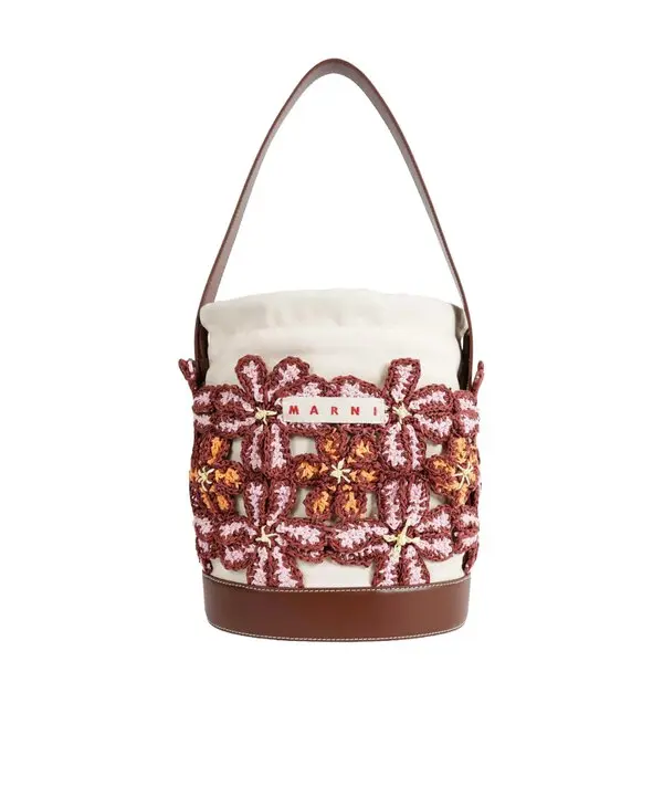 Marni Crochet Bucket Shoulder Bag - Red