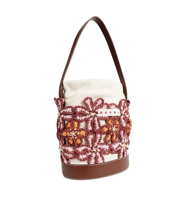 Marni Crochet Bucket Shoulder Bag - Red