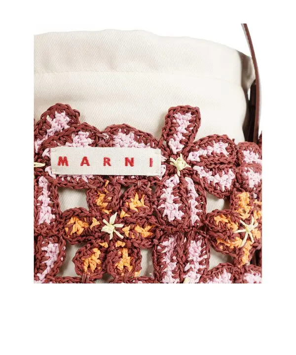 Marni Crochet Bucket Shoulder Bag - Red