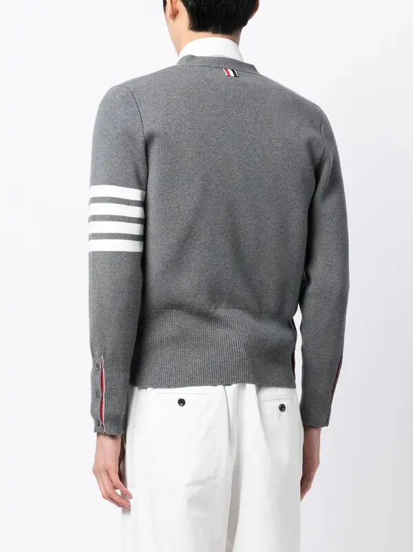 Thom Browne Four-stripe Wool Knitted Cardigan - Gray