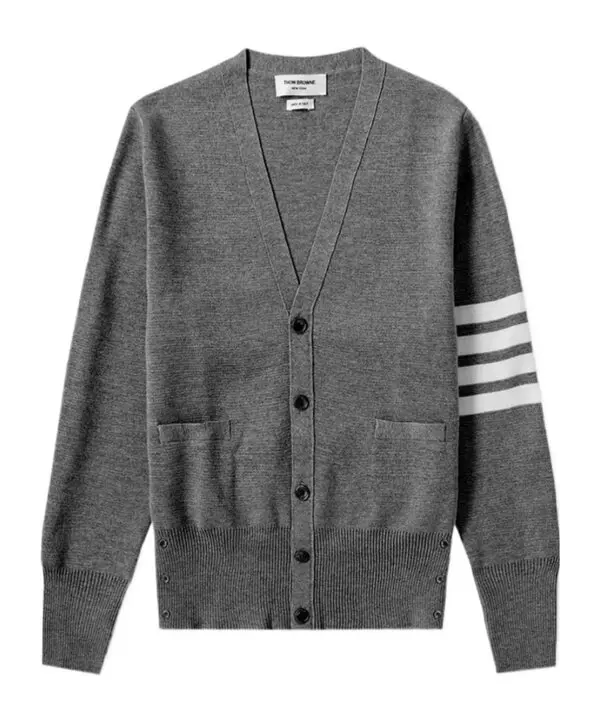 Thom Browne Four-stripe Wool Knitted Cardigan - Medium Gray