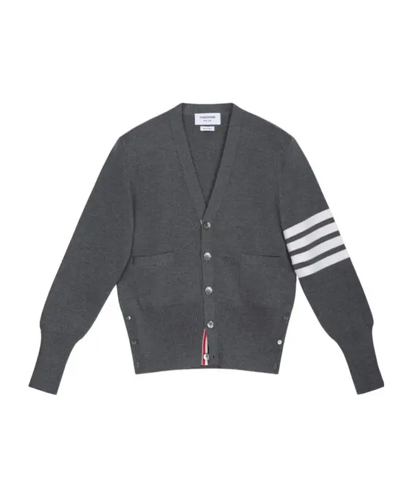 Thom Browne Four-stripe Wool Knitted Cardigan - Medium Gray