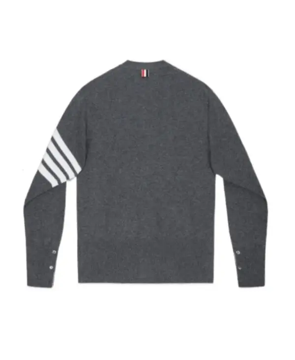 Thom Browne Four-stripe Wool Knitted Cardigan - Medium Gray