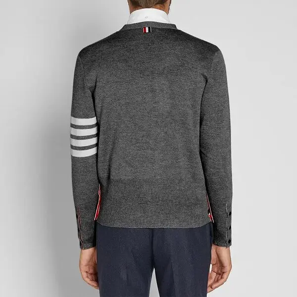 Thom Browne Four-stripe Wool Knitted Cardigan - Medium Gray