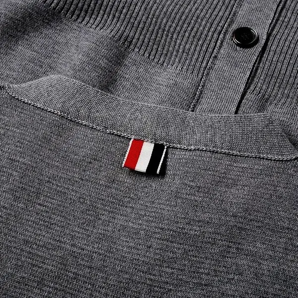 Thom Browne Four-stripe Wool Knitted Cardigan - Medium Gray