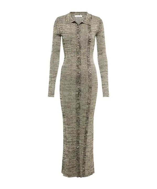 Christopher Esber Ribbed Knit Button-front Maxi Dress