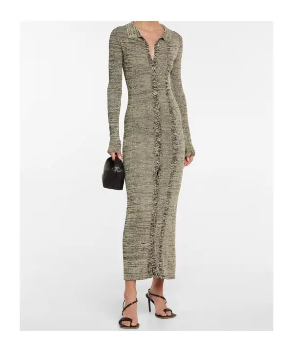 Christopher Esber Ribbed Knit Button-front Maxi Dress