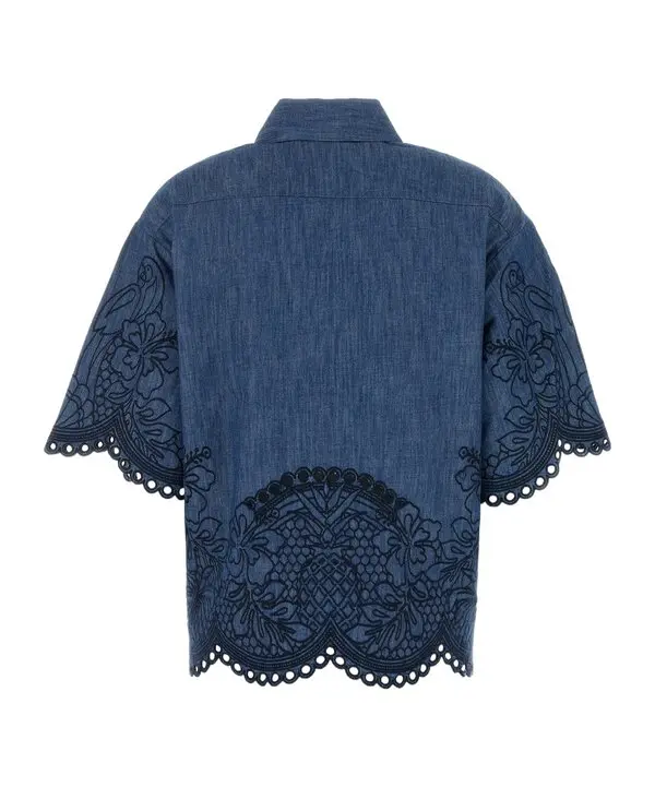 Zimmermann Embroidered Short Sleeve Shirt - Blue