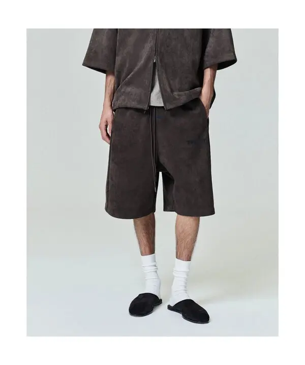 Fear Of God Relaxed Suede-effect Drawstring Shorts - Brown