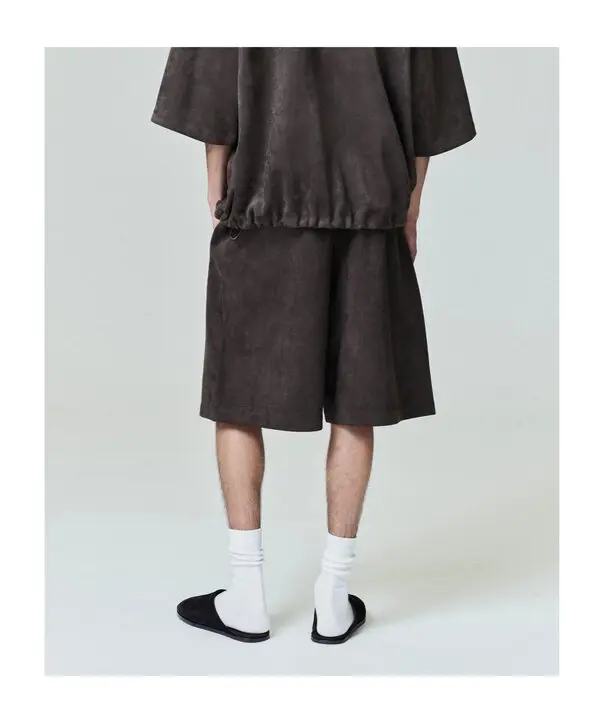 Fear Of God Relaxed Suede-effect Drawstring Shorts - Brown