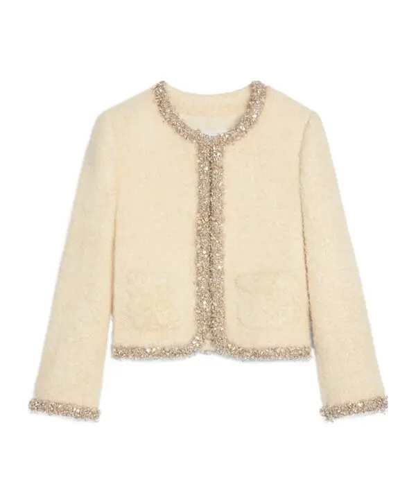 Celine Embroidered Silk Natt Jacket - Nude