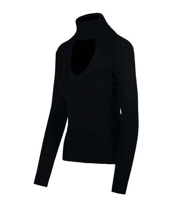 P.a.r.o.s.h Ribbed Turtleneck With Cutout - Black